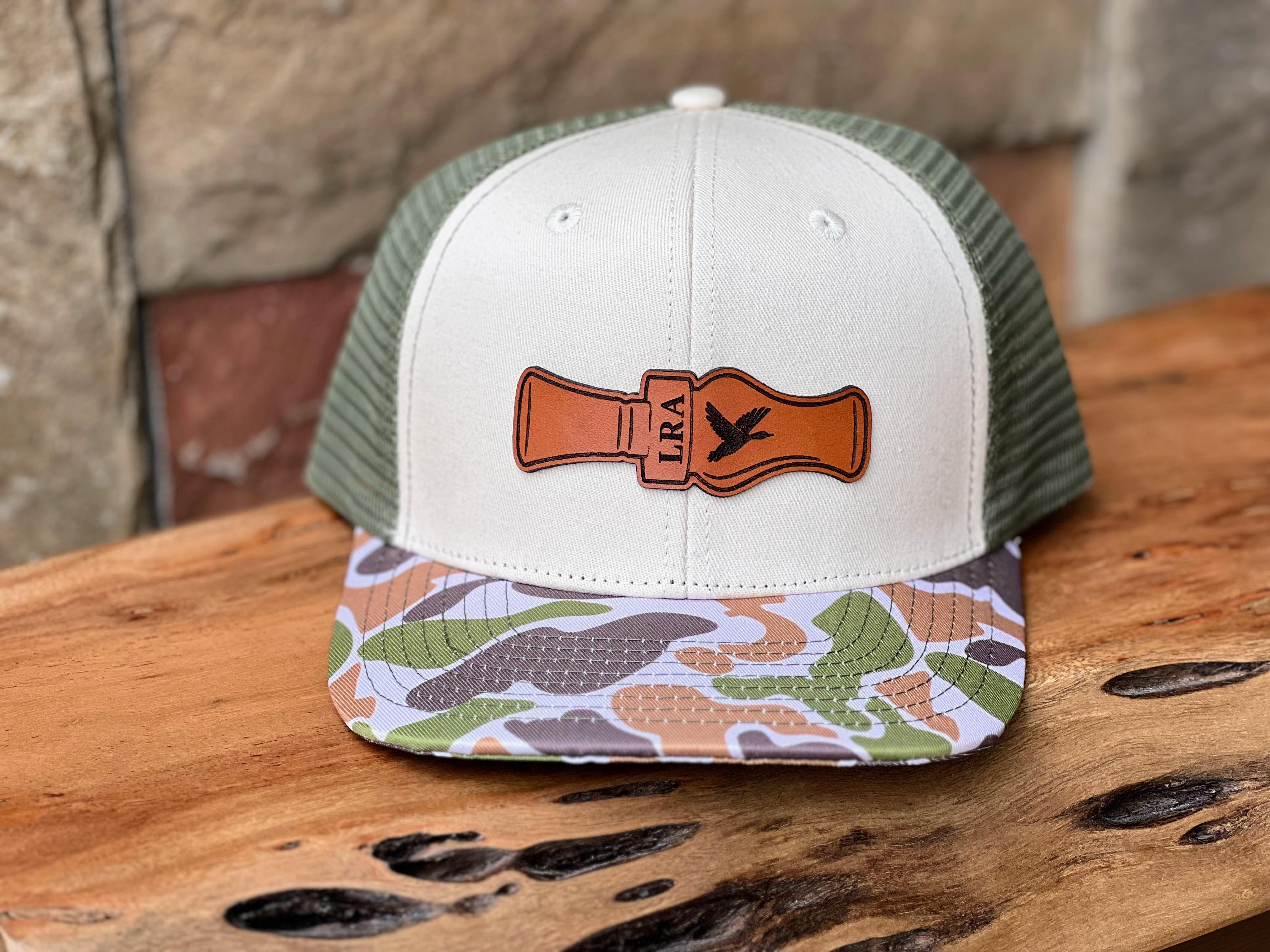 Custom Monogram / Initial Duck Call Leather Patch Hat-Multi Style ...